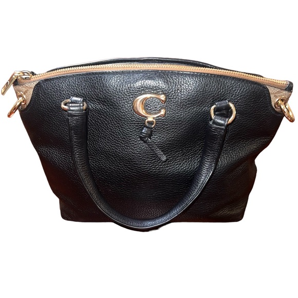 Coach | Bags | Euc Coach Remi Satchel Signature C Bag In Black Pebble ...